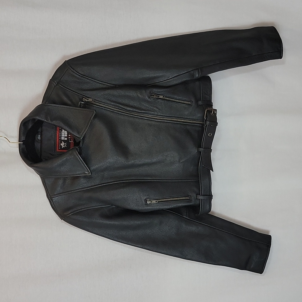 First Classic Leather Gear Motorcycle Jacket With Tap… - Gem